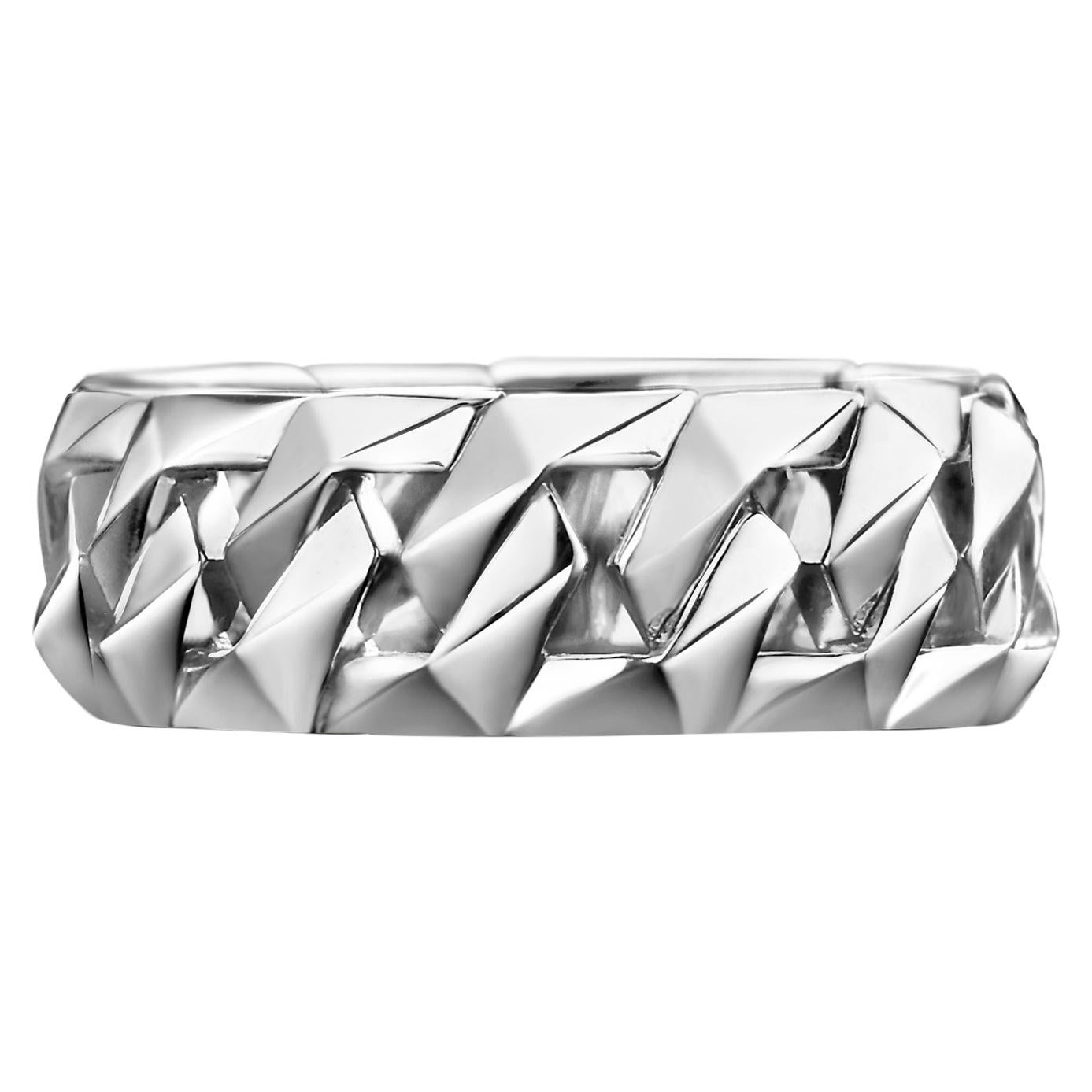 18 Karat White Gold Chain Link Signature Engagement Band Ring For Sale ...