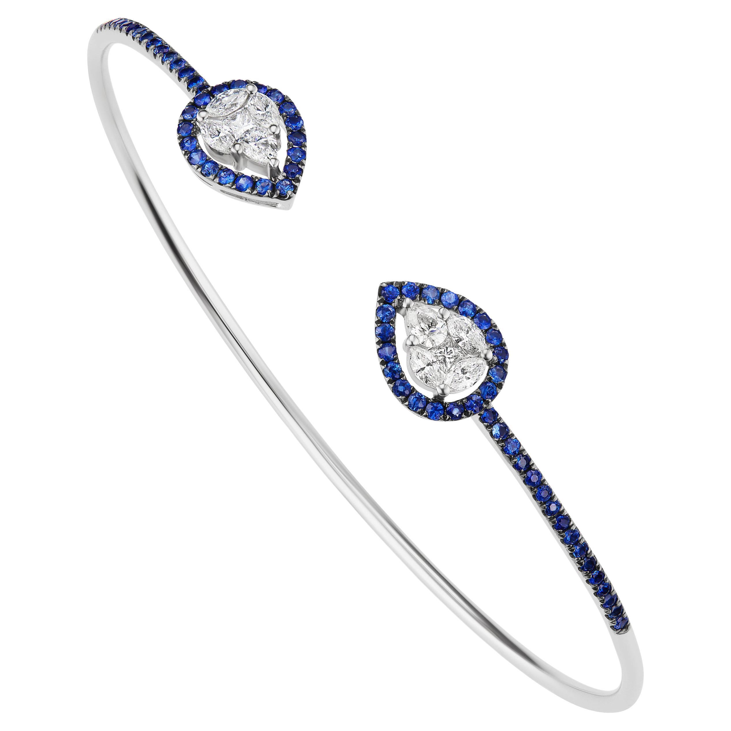 Garrard 'Bow' 18 Karat White Gold White Diamond Bangle Cuff For Sale at ...