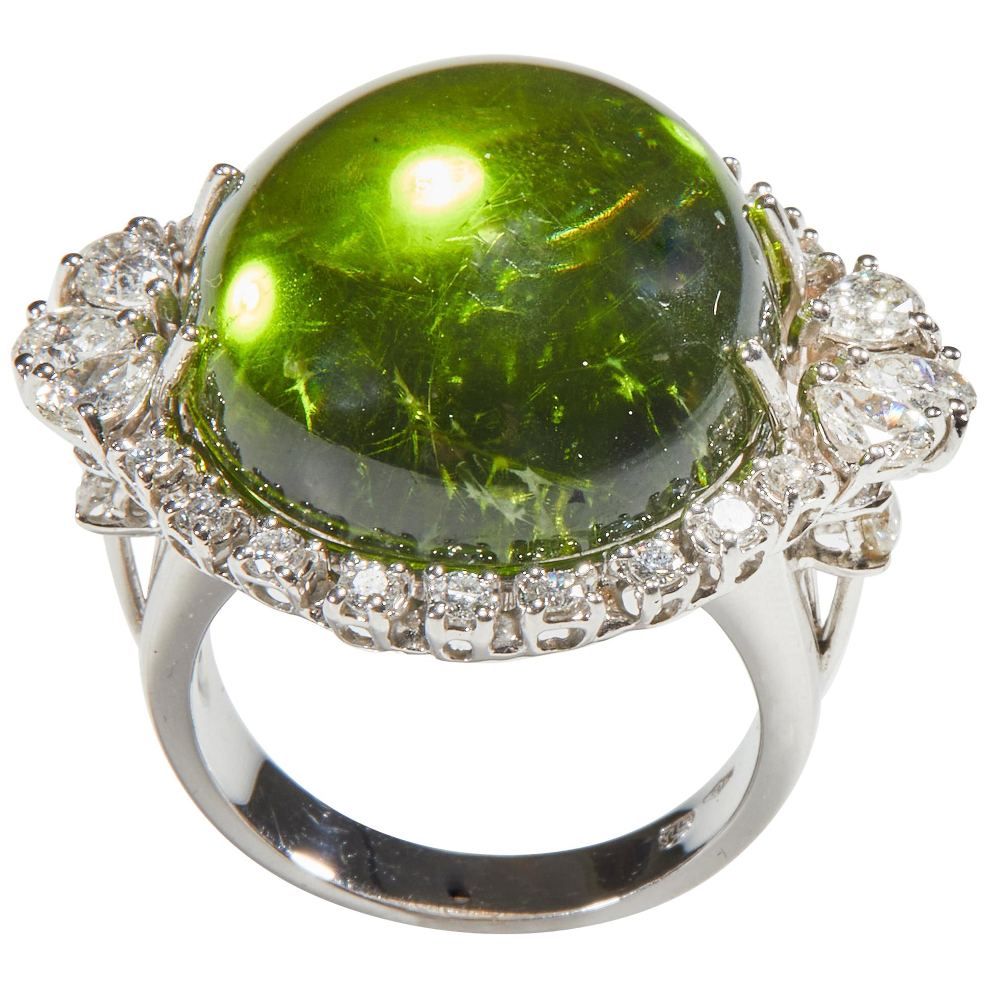 Oscar Heyman Peridot and Diamond Ring at 1stDibs