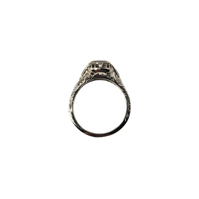 18 Karat White Gold Diamond and Simulated Sapphire Ring For Sale at 1stDibs