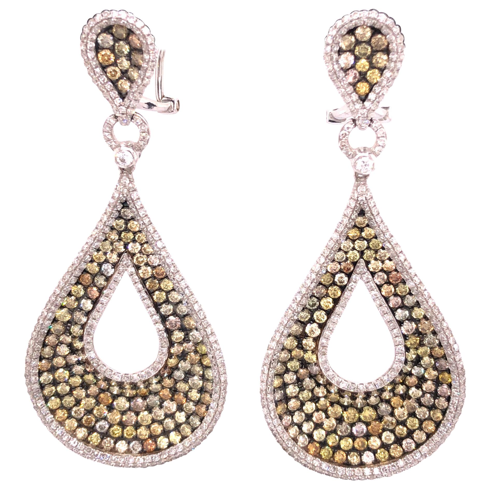 Black And White Diamond Multi Tear Drop Earrings at 1stDibs