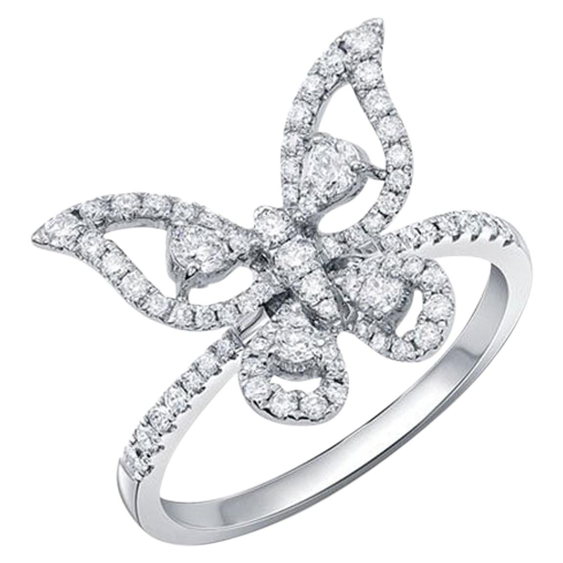 Modern Tsavorite Diamond Gold Butterfly Ring at 1stDibs