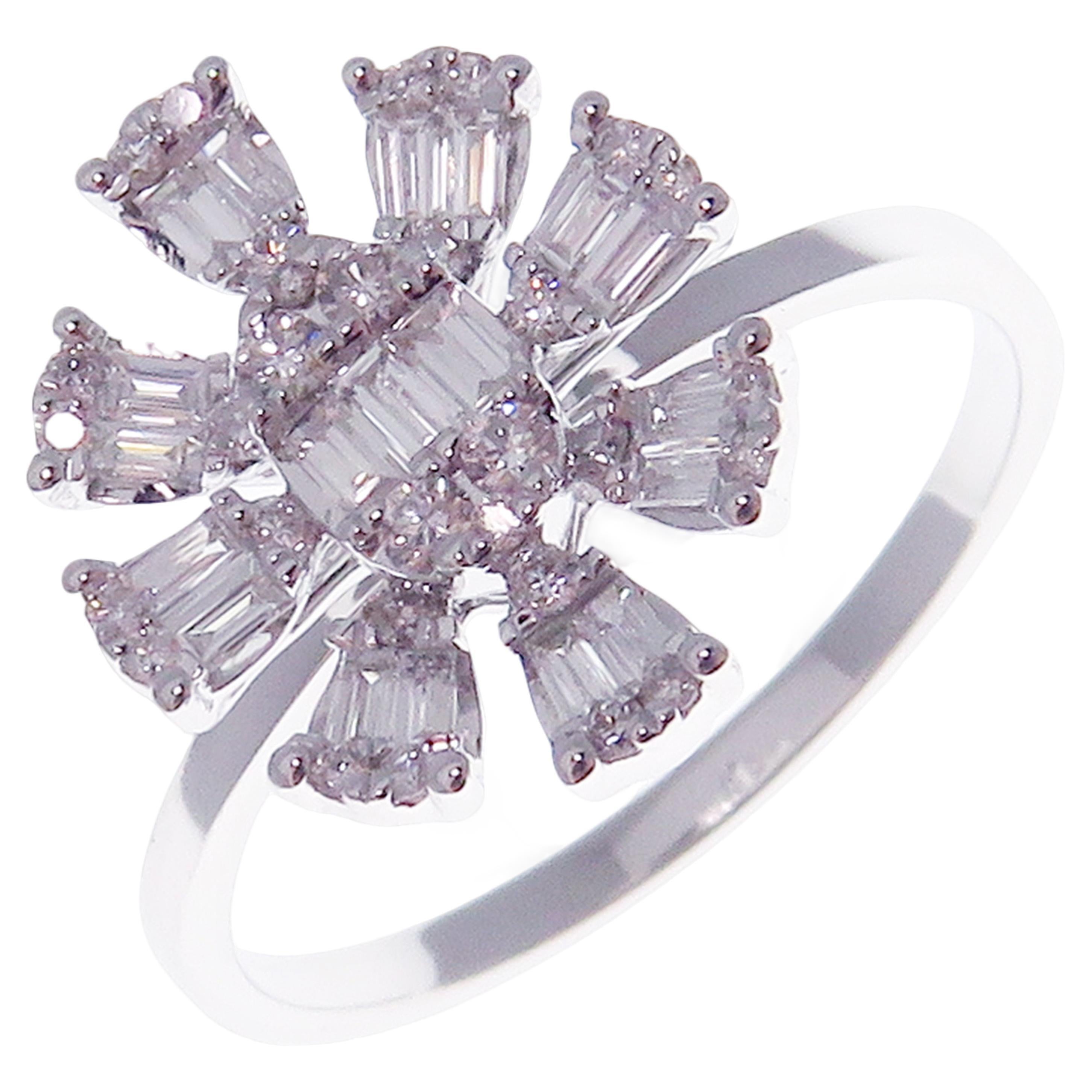 3 Station Illusion Set Diamond Ring in White Gold For Sale at 1stDibs