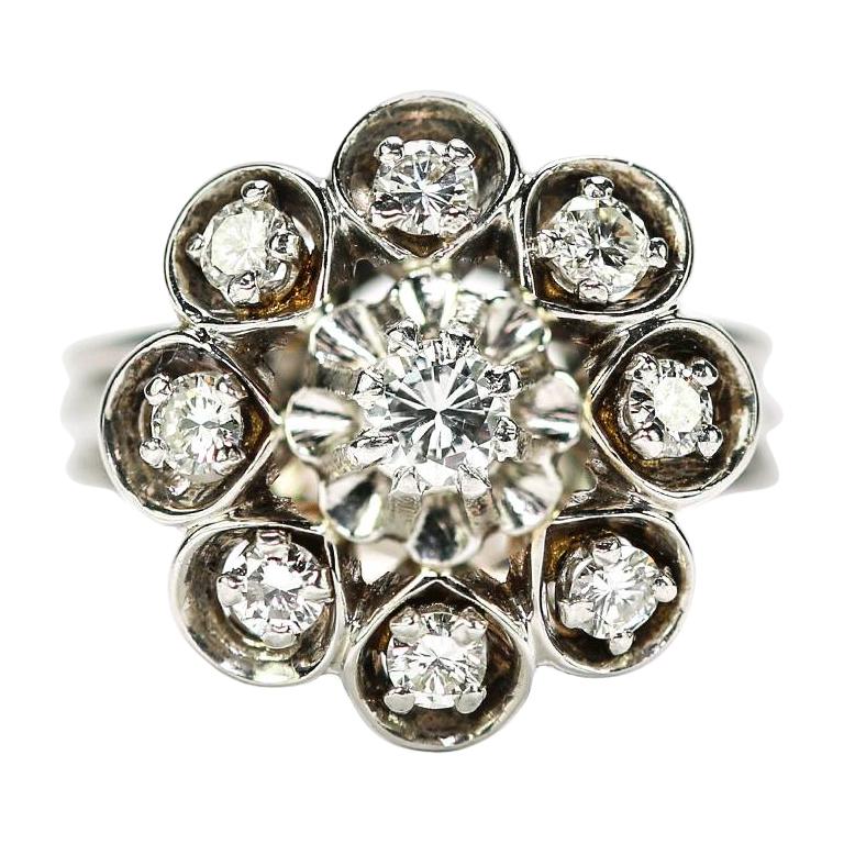 CHANEL Comet Diamond Stars White Gold Dome Ring For Sale at 1stDibs
