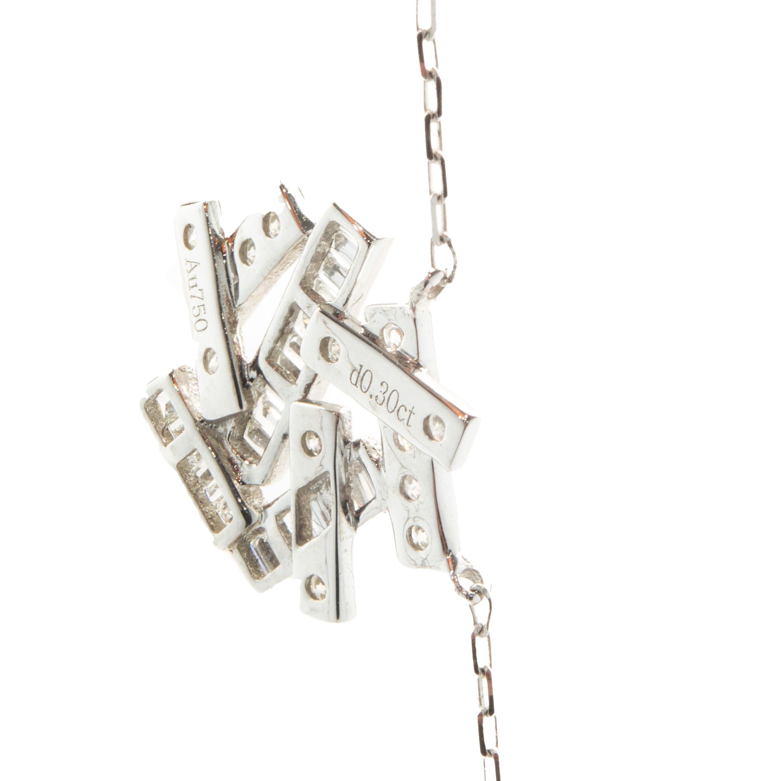 18 Karat White Gold Diamond Geometric Stack Necklace For Sale at 1stDibs