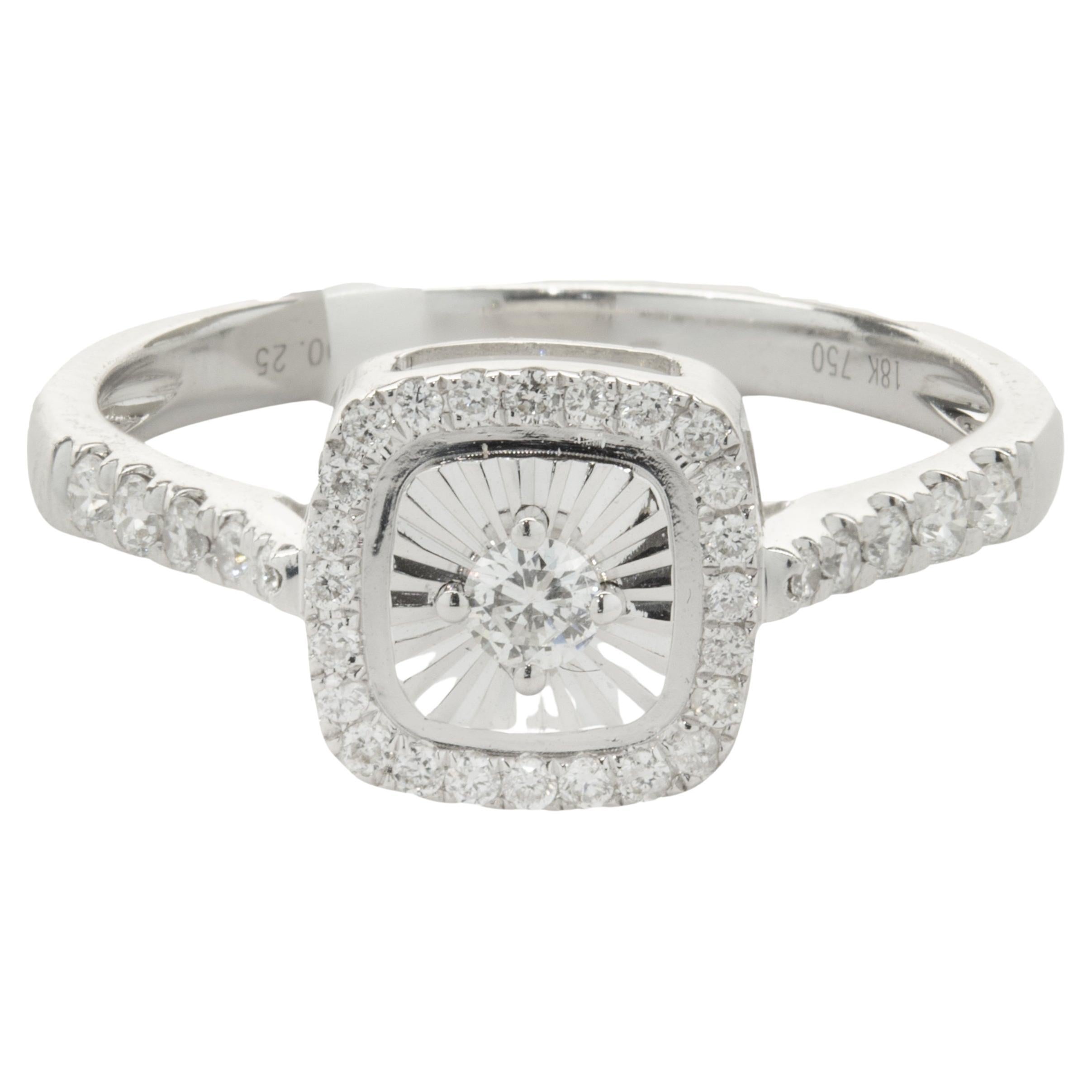 18 Karat White Gold Diamond Illusion Trillion Cut Ring For Sale at 1stDibs