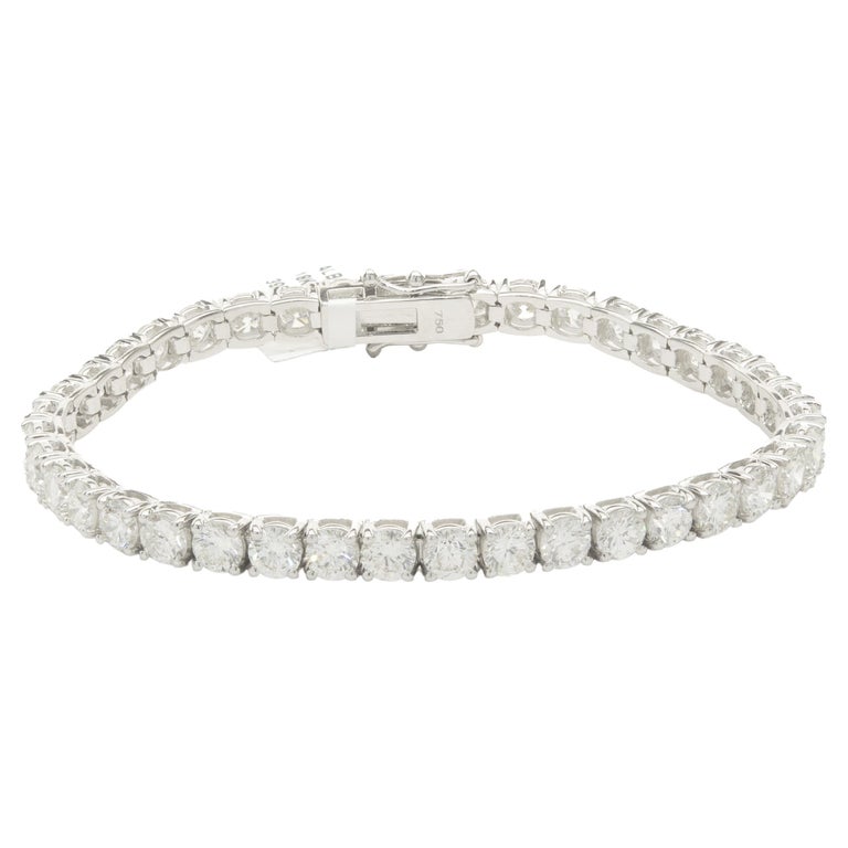 18 Karat White Gold Diamond Inline Tennis Bracelet For Sale At 1stdibs