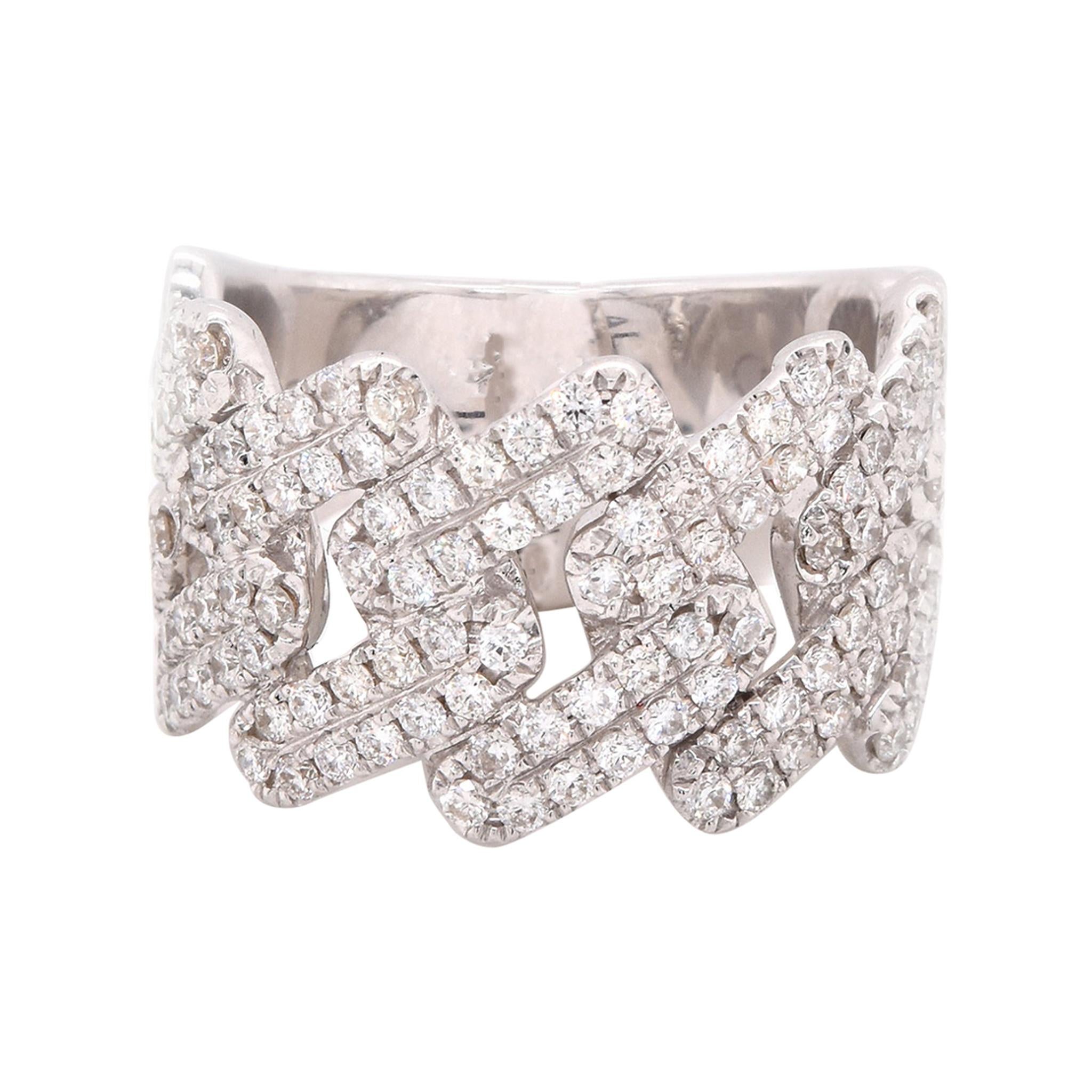 Diamond Gold Link Band Ring For Sale at 1stDibs