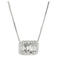 Mosaic Setting Diamond Pendant White Gold Necklace For Sale at 1stDibs