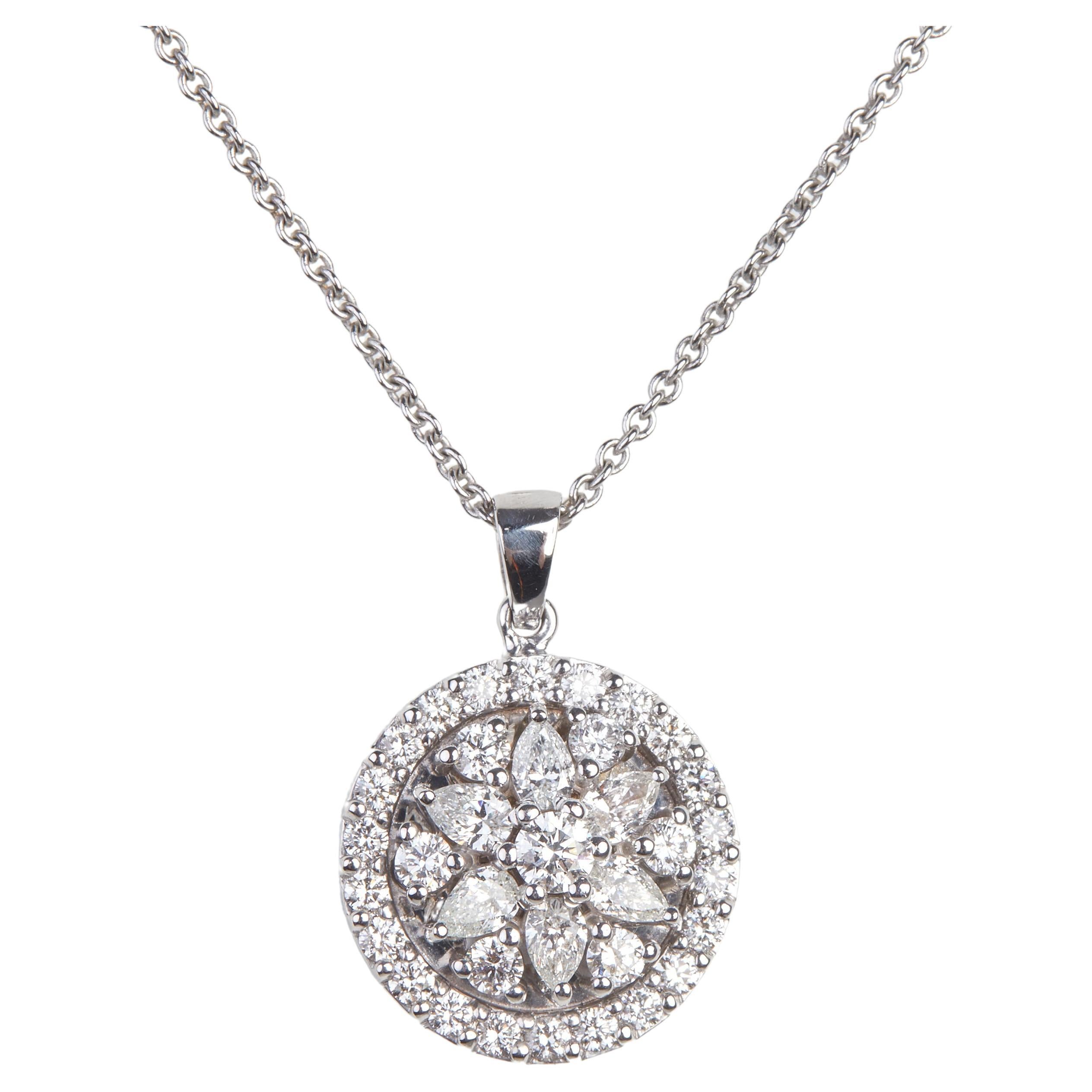18 Karat White Gold Diamond Pendant Necklace For Sale at 1stDibs | 3 ...