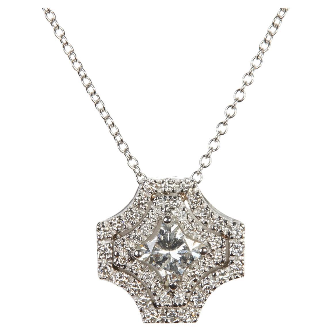 18 Karat White Gold Diamond and Amethyst Pendant with Chain For Sale at ...