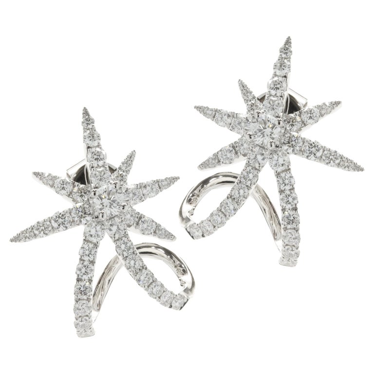 18 Karat White Gold Diamond Shooting Star Earrings For Sale at 1stDibs