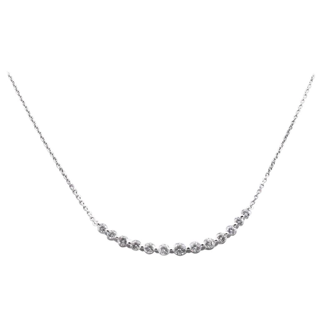 18 Karat White Gold Diamond Smile Necklace at 1stDibs