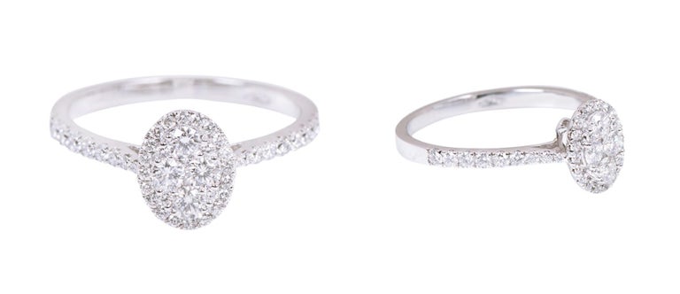 18 Karat White Gold Diamond Solitaire Invisible Setting Cluster ...