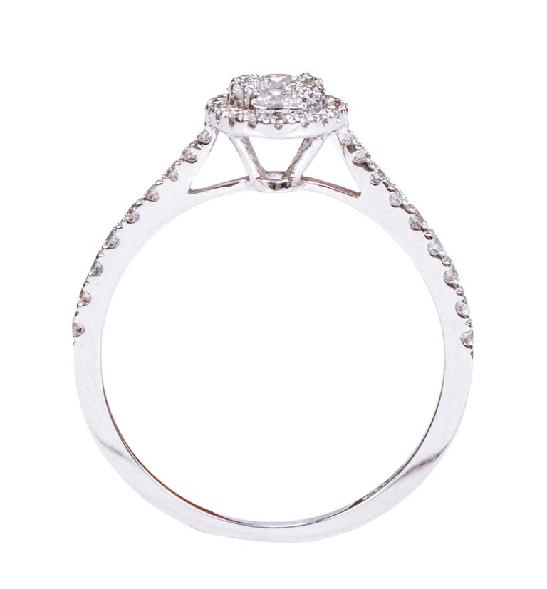 18 Karat White Gold Diamond Solitaire Invisible Setting Cluster ...