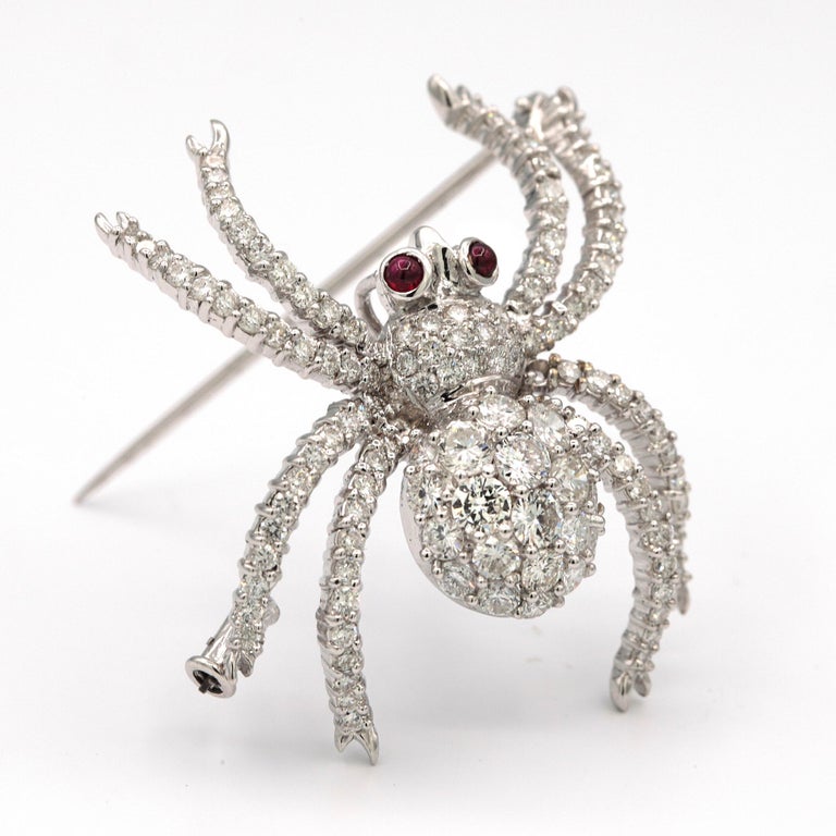 18 Karat White Gold Diamond Spider Brooch Pin For Sale at 1stDibs ...