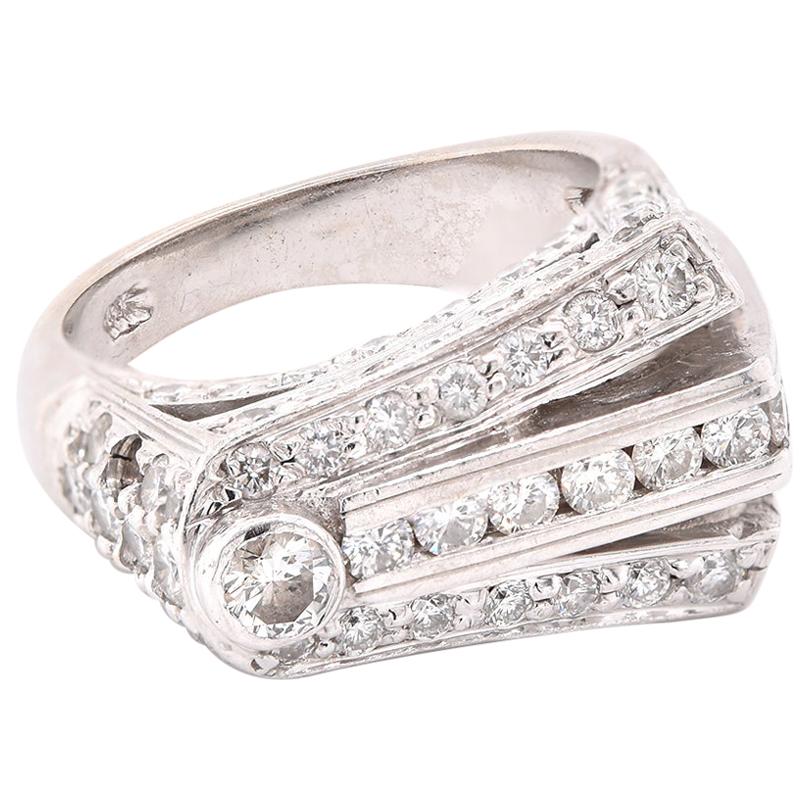 18 Karat White Gold Diamond Split Ring For Sale at 1stDibs