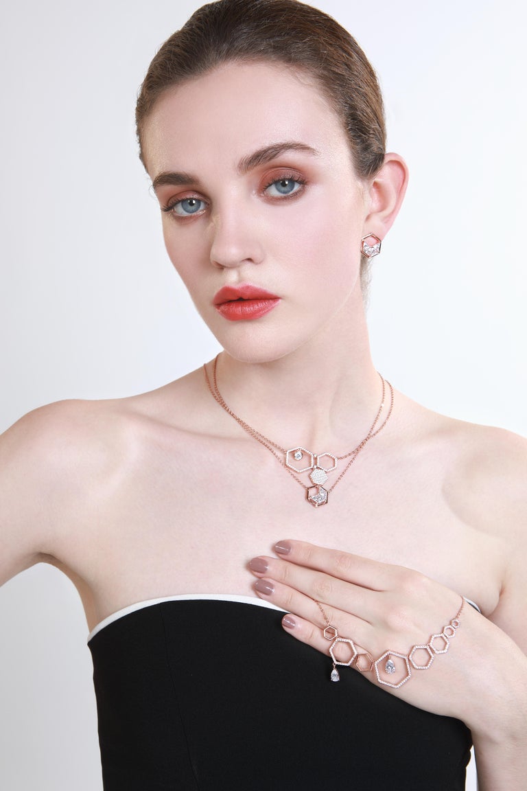 18 Karat White Gold Diamond Triangle Necklace For Sale at 1stDibs ...