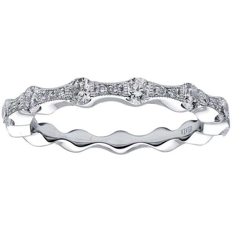18 Karat White Gold Diamond Wave Band For Sale at 1stDibs