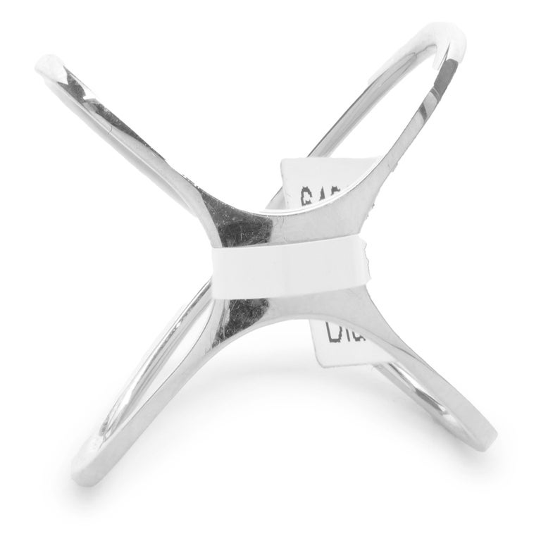 18 Karat White Gold Diamond X Ring For Sale at 1stDibs