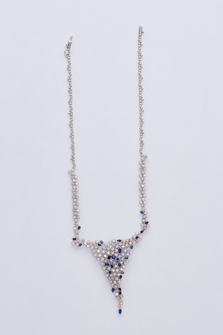 18 Karat White Gold Diamonds and Sapphire Necklace 'Collier' For Sale ...