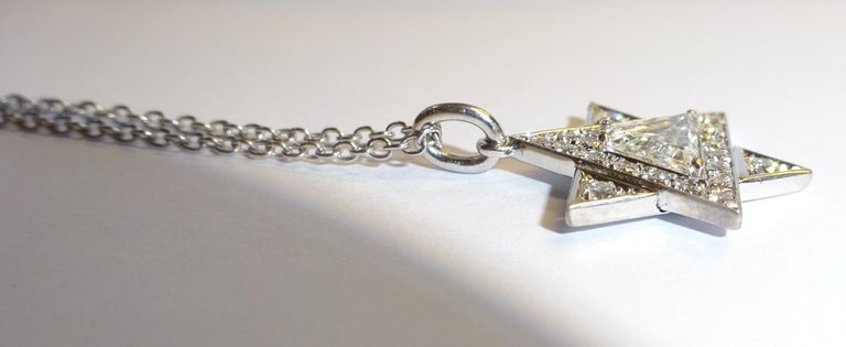18 Karat White Gold Diamonds David Star Pendant Neclas For Sale at 1stDibs