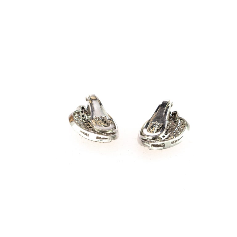 18 Karat White Gold Diamond Leaves Leaf Romantic Stud Lever Back ...