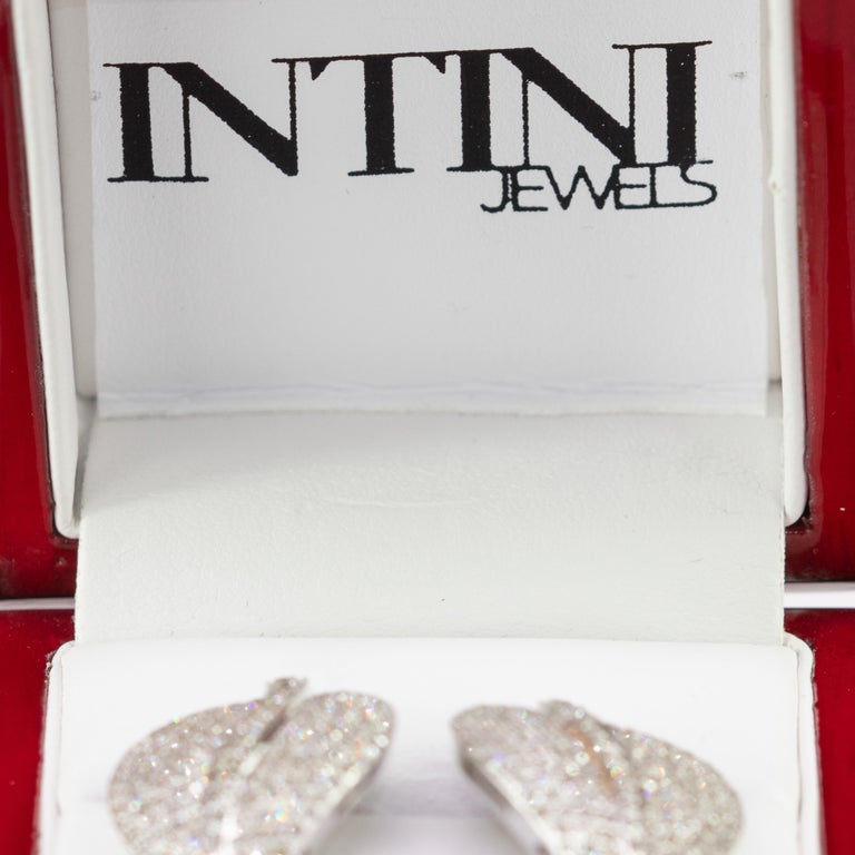 18 Karat White Gold Diamond Leaves Leaf Romantic Stud Lever Back ...