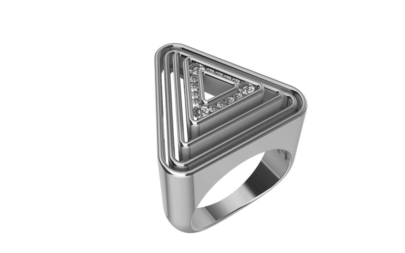 Customizable 18 Karat White Gold Diamonds Soft Triangle Pyramid Ring ...