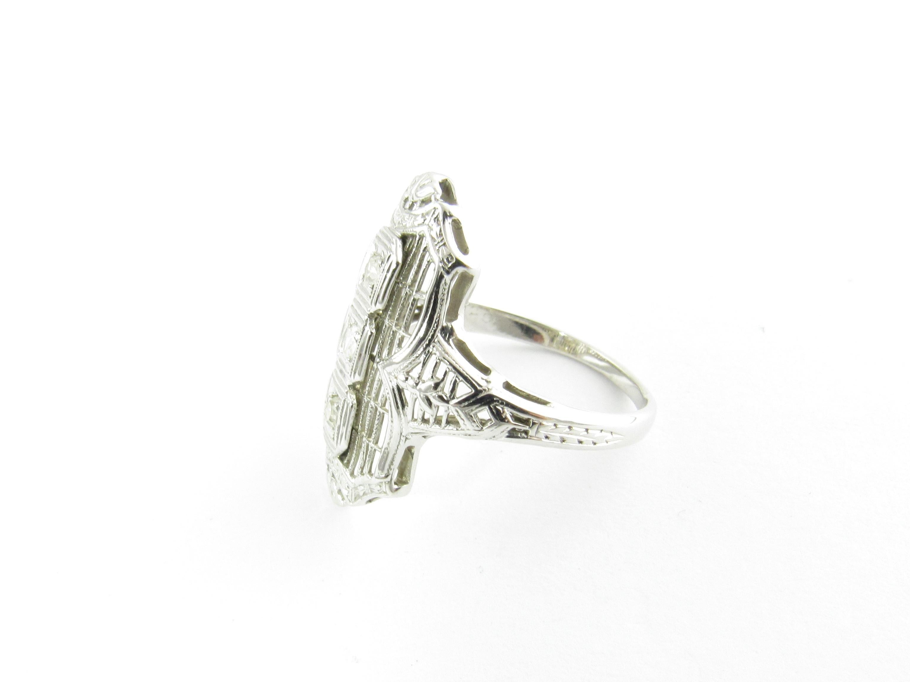 18 Karat White Gold Filigree and Diamond Ring at 1stDibs