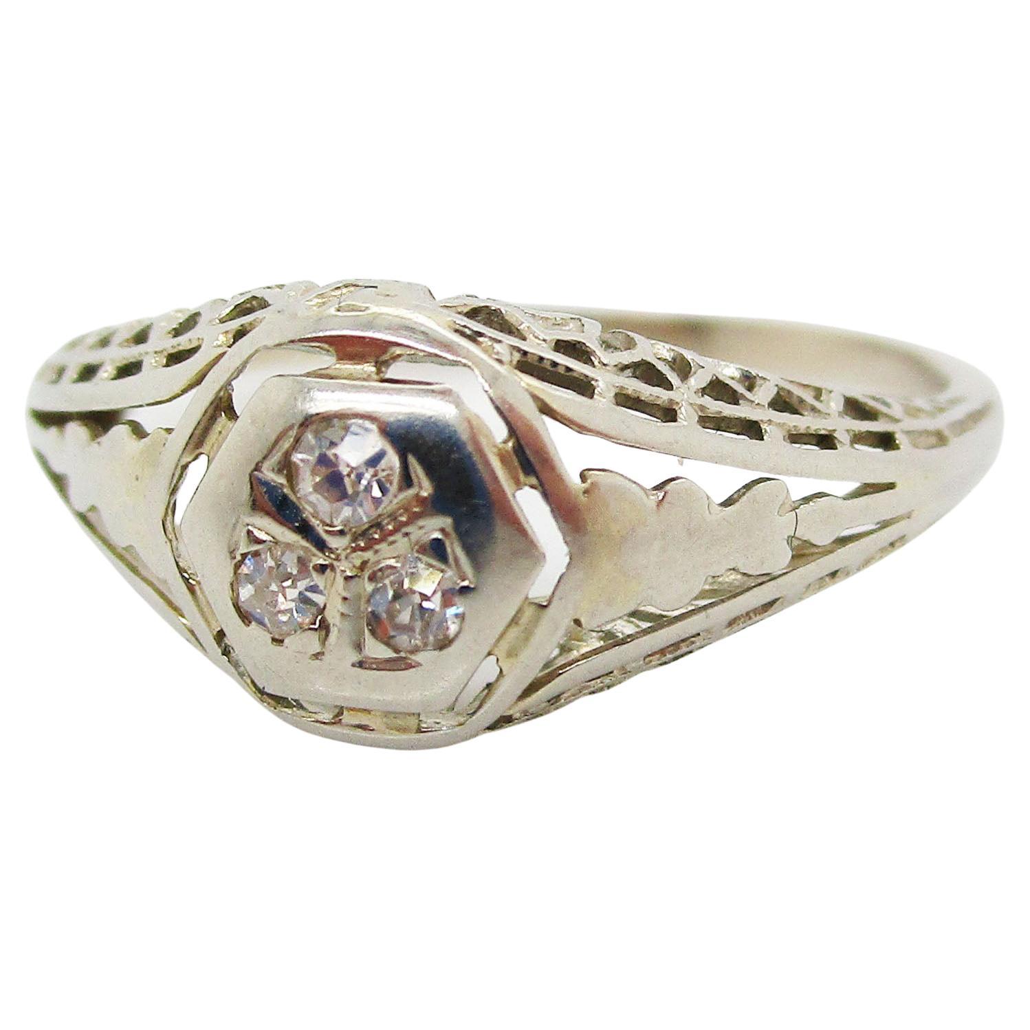 Antique 18 Karat Gold Ring with Large Dutch Rose Cut Diamonds, circa ...