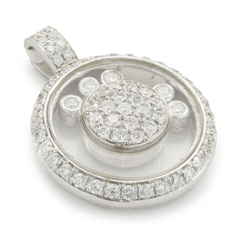 18 Karat White Gold Floating Diamond Pendant For Sale at 1stDibs