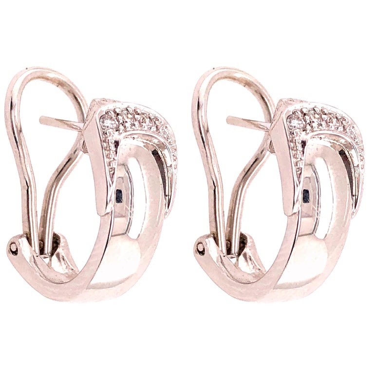 18 Karat White Gold French Lever Back Earrings with Diamonds For Sale ...