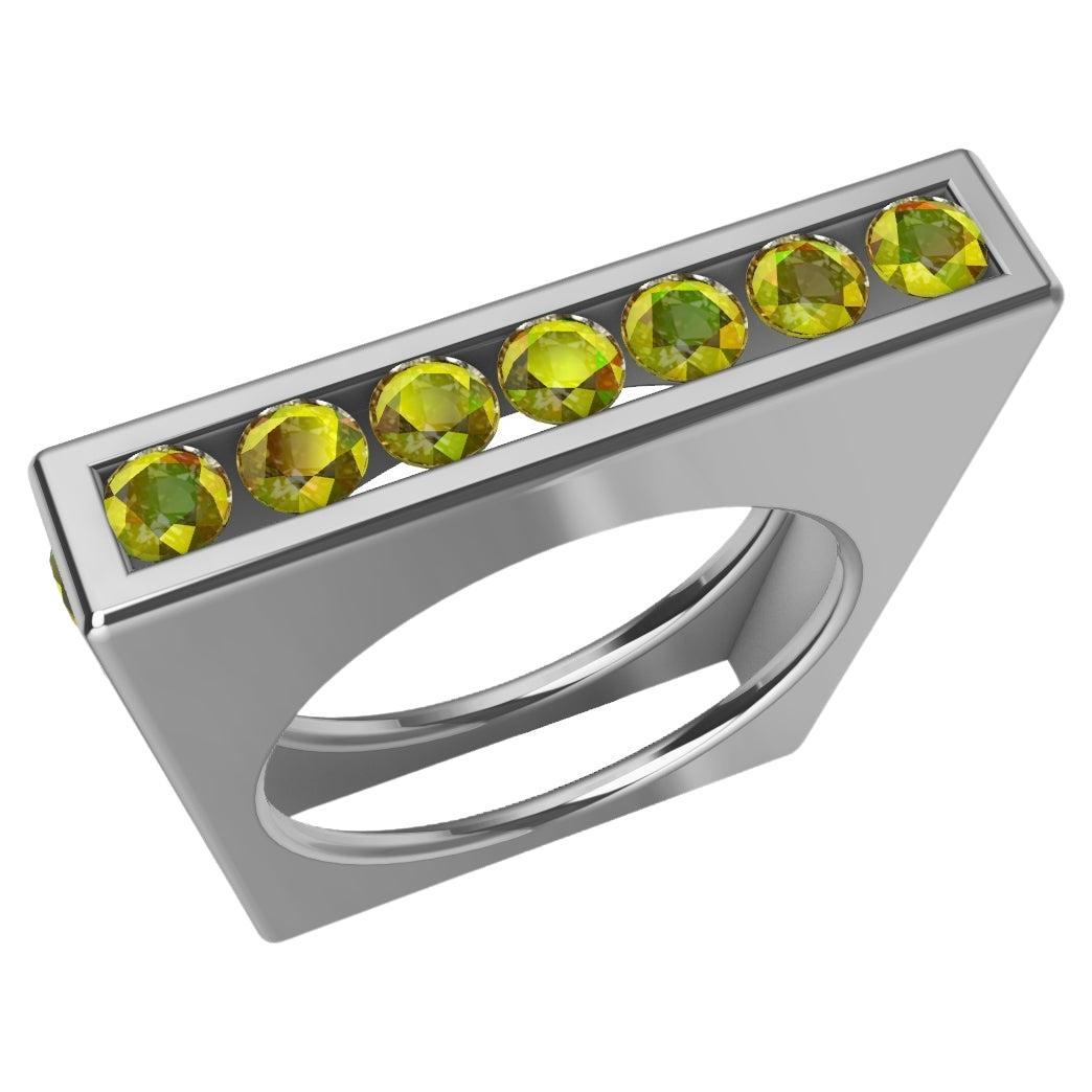 18 Karat Yellow Gold Diamond Triangle Geometric Ring For Sale at 1stDibs