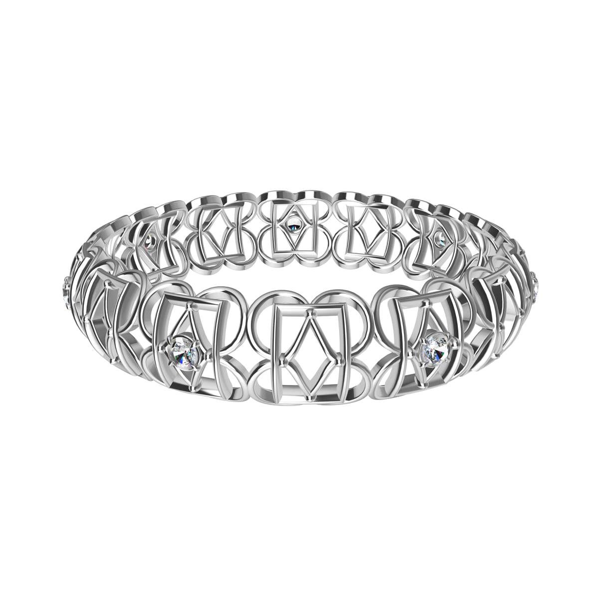 18 Karat White Gold GIA Diamond Rectangle Rhombus Bangle For Sale at ...