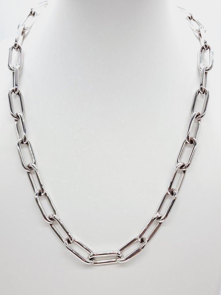 18 Karat White Gold Italian Link Chain For Sale at 1stDibs