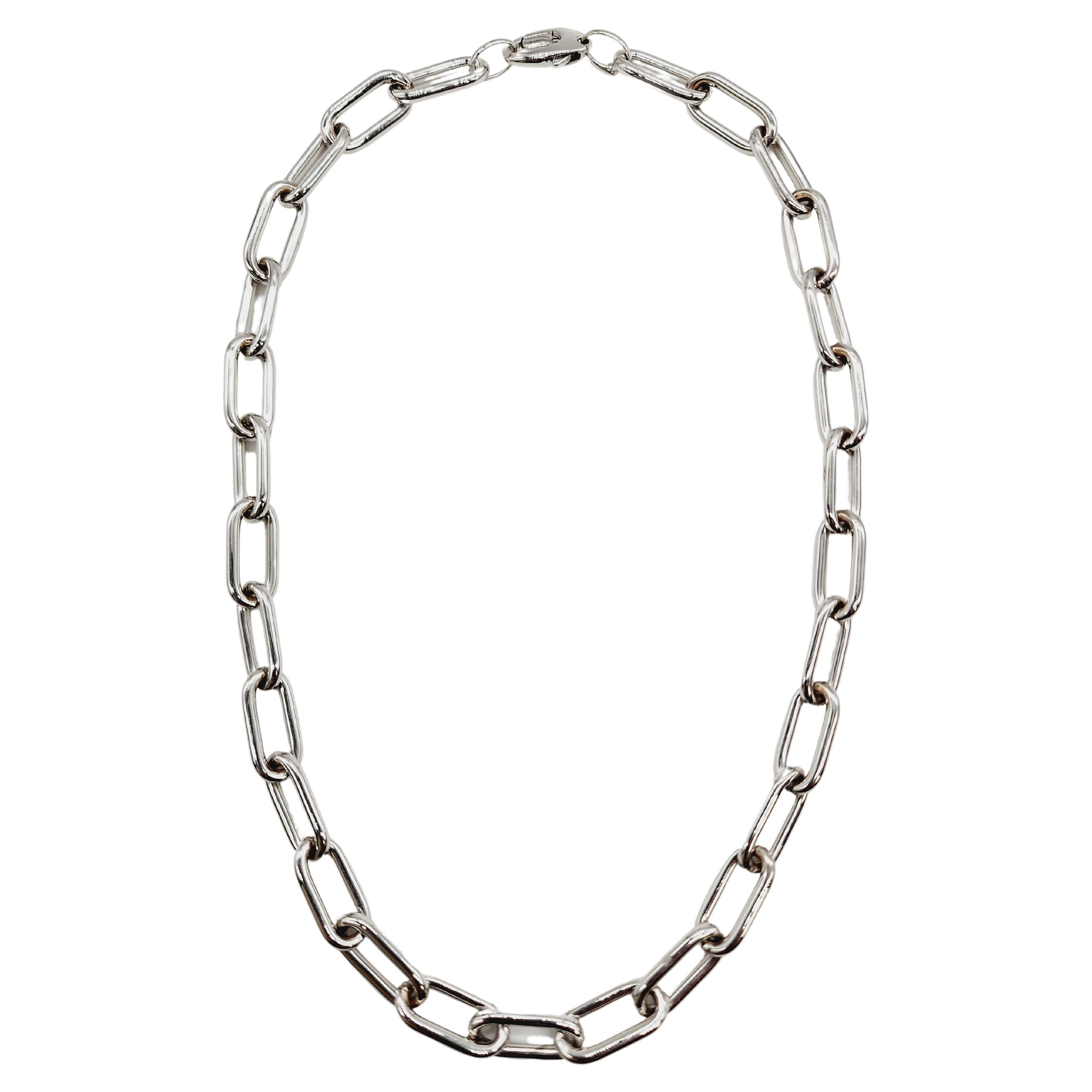 18 Karat White Gold Italian Link Chain For Sale at 1stDibs