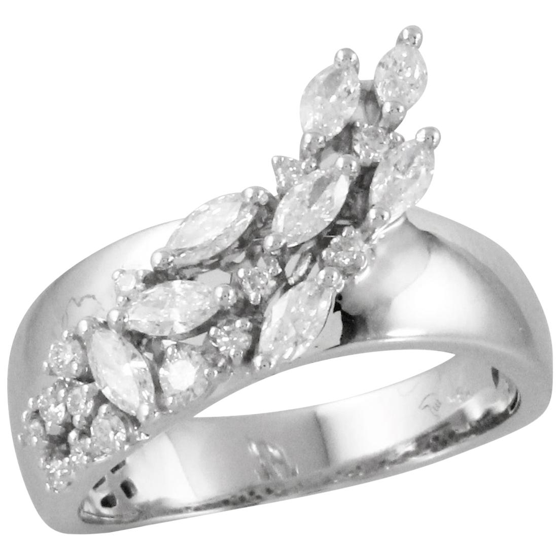 Elma Designs 18 Karat White Gold and Diamond Cocktail Fashion Ring For ...