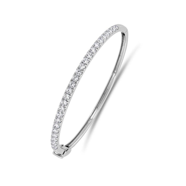 18 Karat White Gold Micro-Prong Diamond Bangle '2 Carat' For Sale at ...