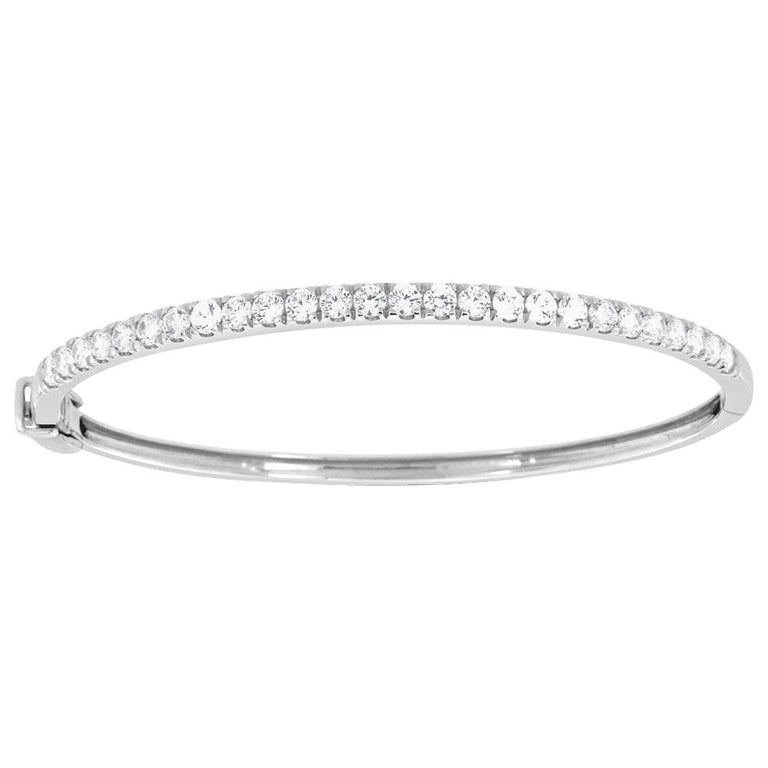 18 Karat White Gold Micro-Prong Diamond Bangle '2 Carat' For Sale at ...