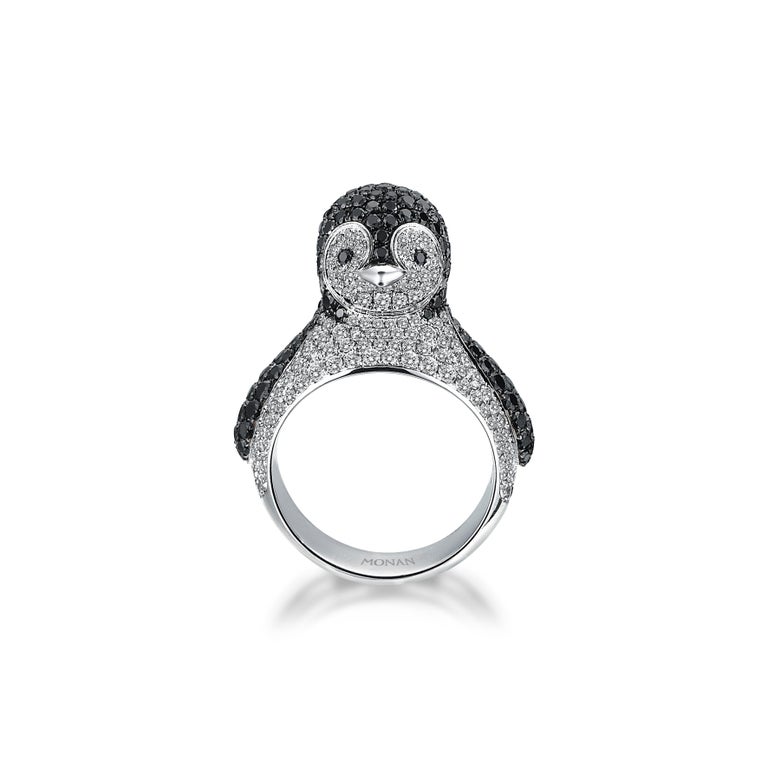 18 Karat White Gold Monan Another World 4.45 Carat Penguin Ring For ...