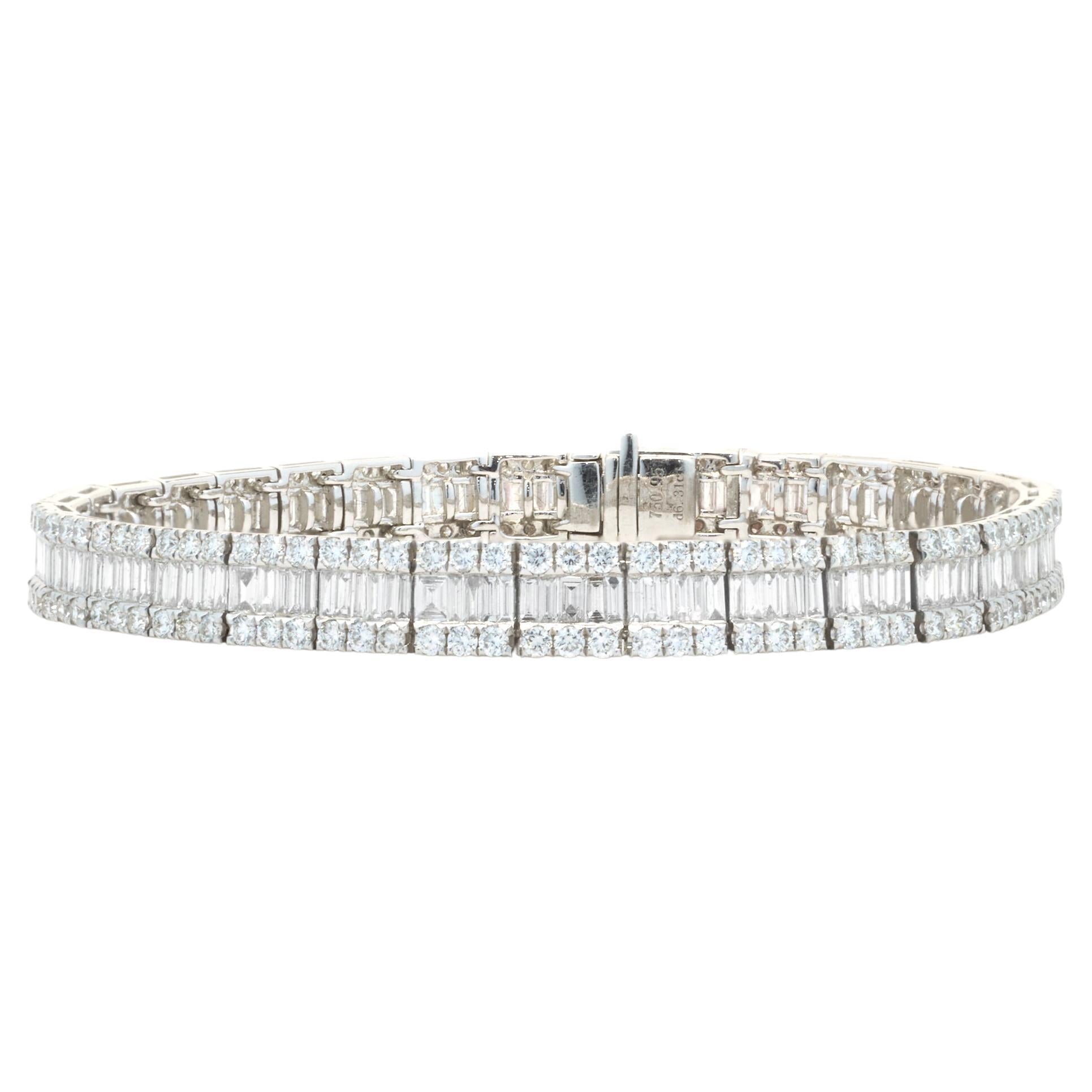 18 Karat White Gold Mosaic Set Diamond Inline Bracelet For Sale at 1stDibs