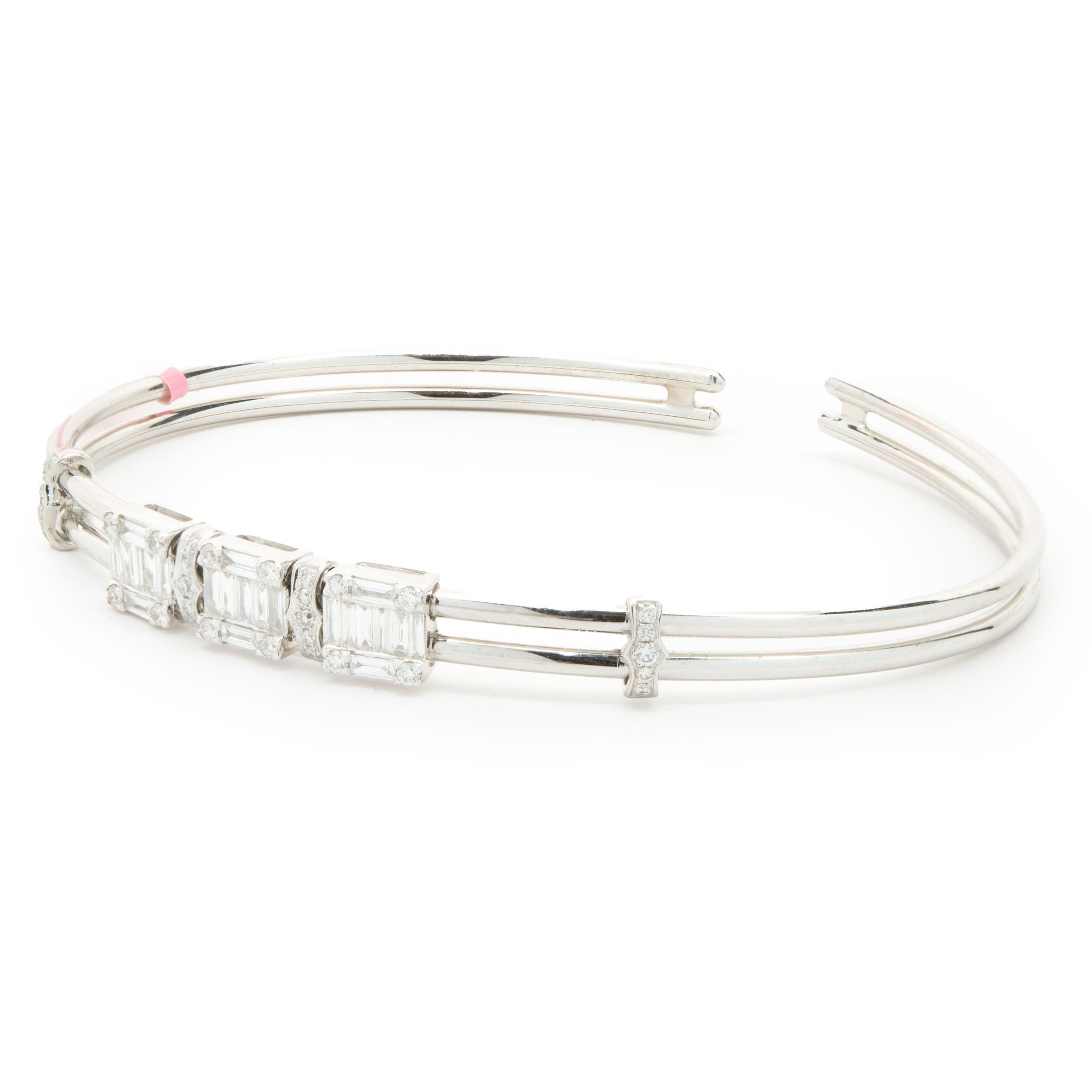 18 Karat White Gold Mosaic Set Diamond Slide Bracelet For Sale at 1stDibs