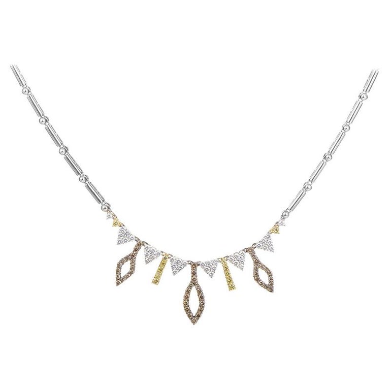 18 Karat White Gold Multi-Diamond Necklace CND6403 at 1stDibs