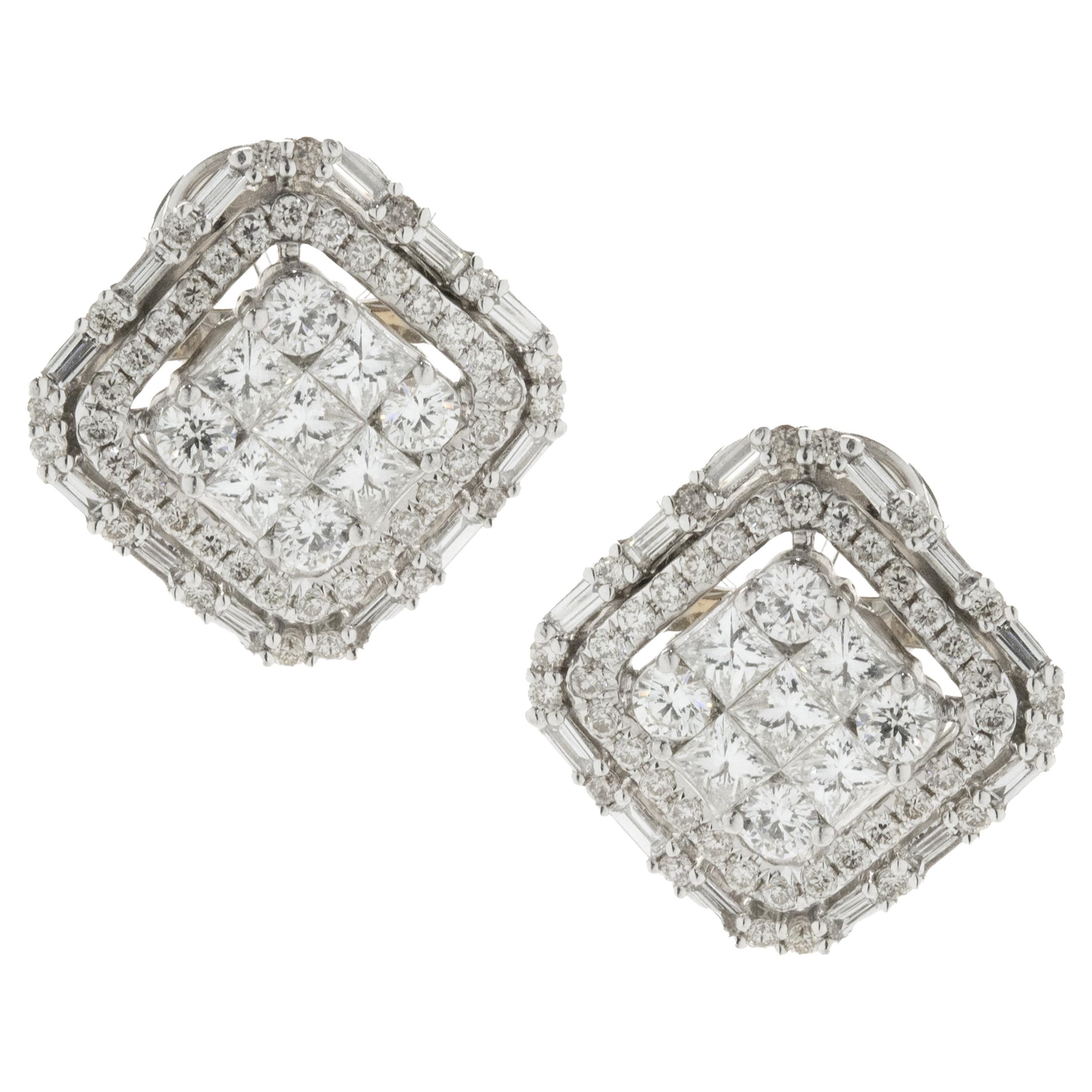 18 Karat White Gold Multi Shape Diamond Paisley Earrings at 1stDibs