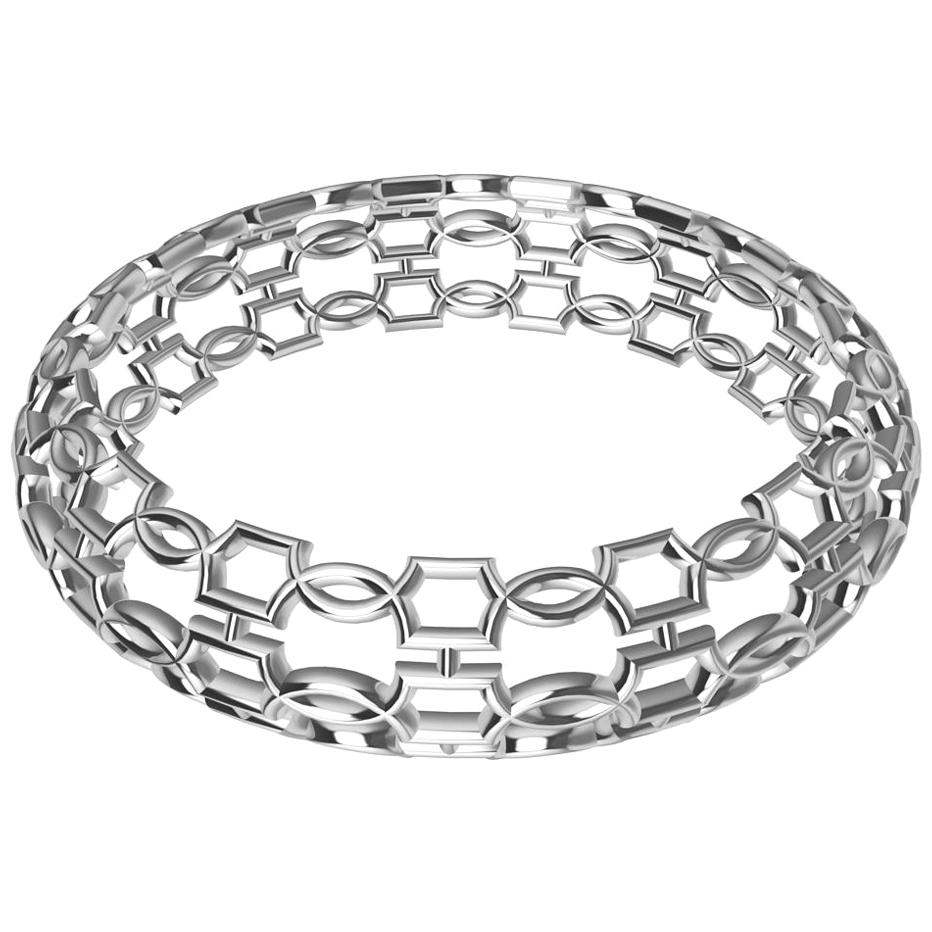 14 Karat White Gold Open Circles Bangle For Sale at 1stDibs