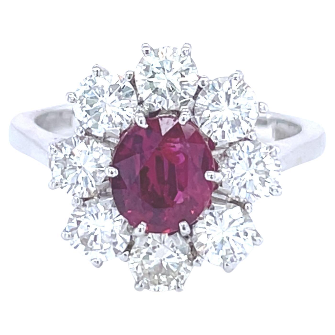 Red Ruby Fancy Diamond 18 Karat Gold Cocktail Ring For Sale at 1stDibs