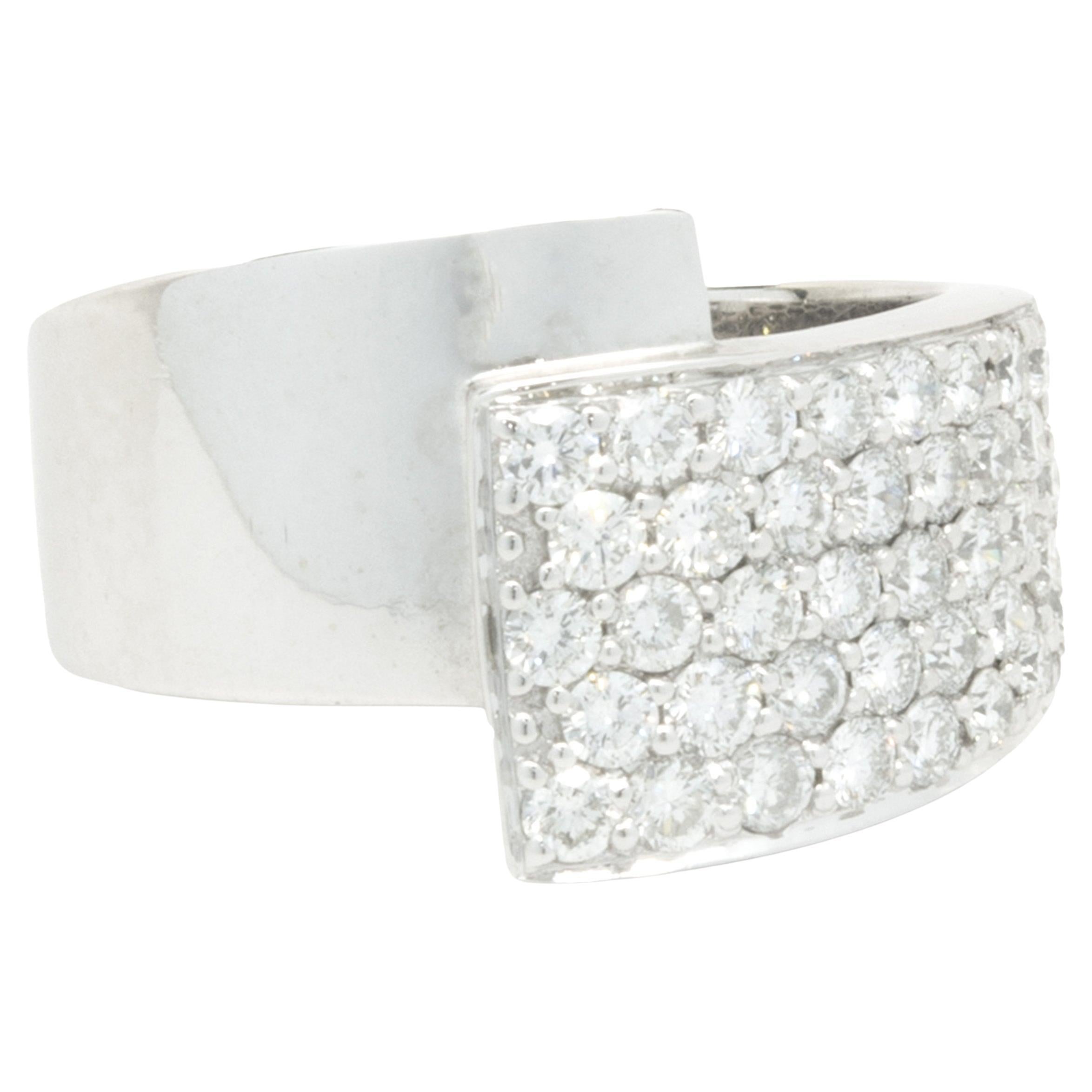 18 Karat White Gold Pave Diamond Bypass Ring For Sale at 1stDibs
