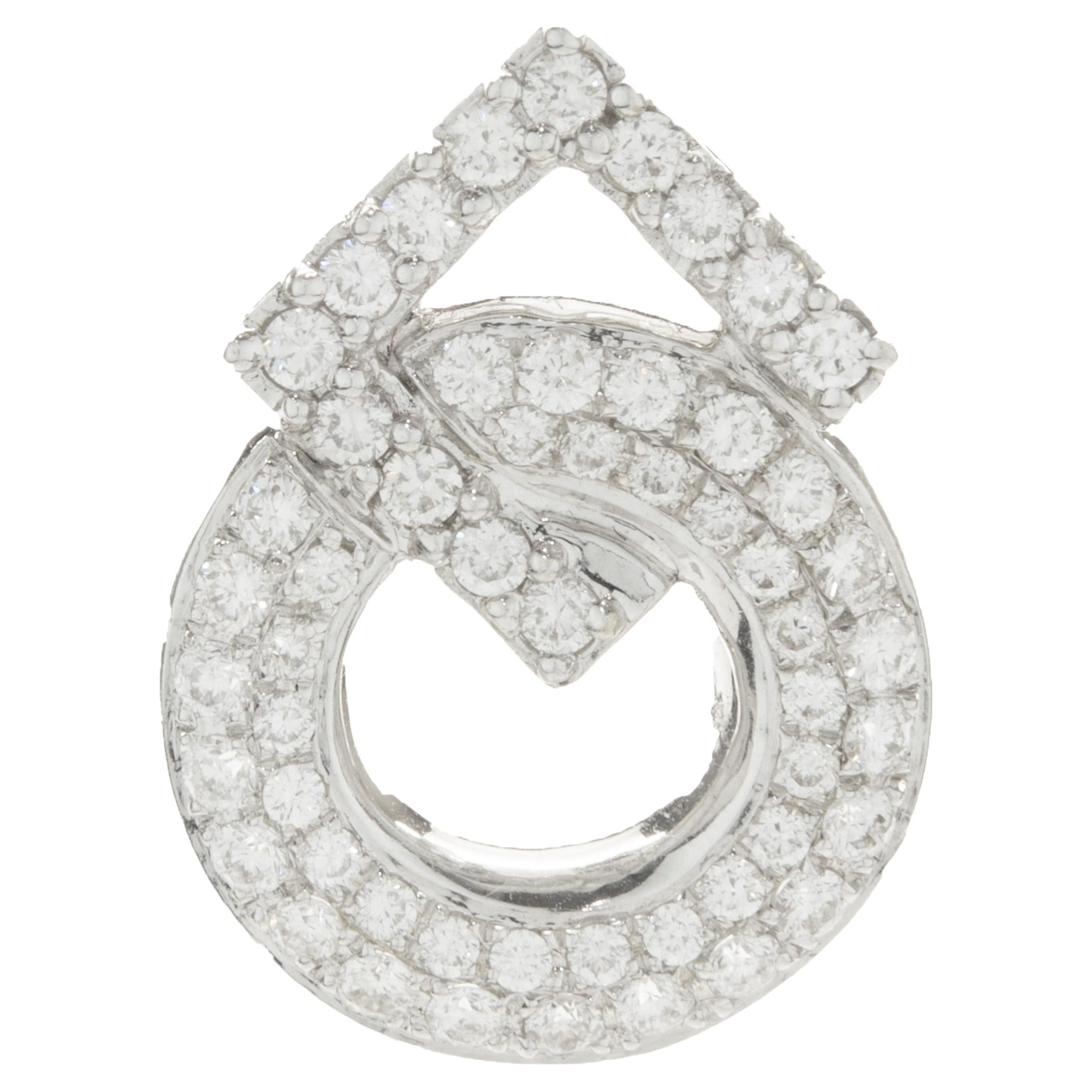18 Karat White Gold Pave Geometric Drop Pendant For Sale at 1stDibs