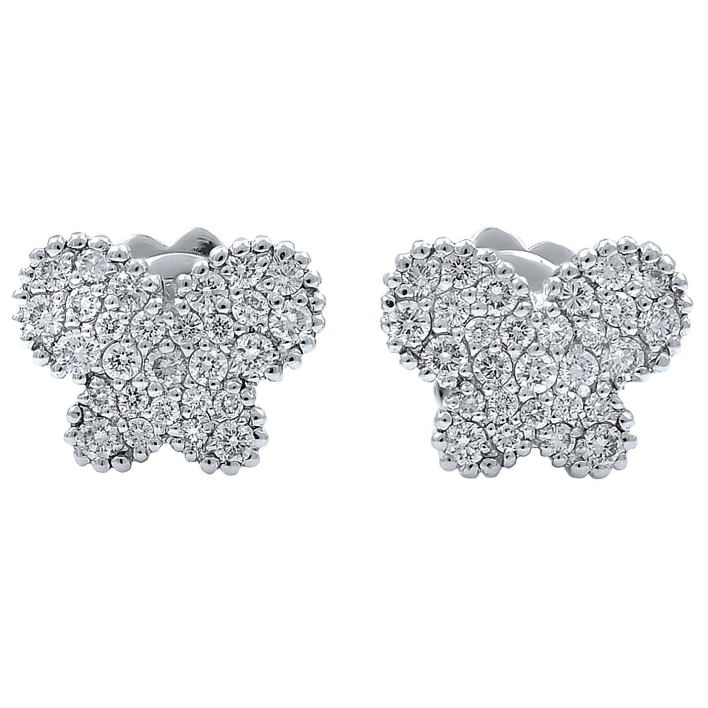 18 Karat White Gold Pave Diamond Stud Earrings For Sale at 1stDibs